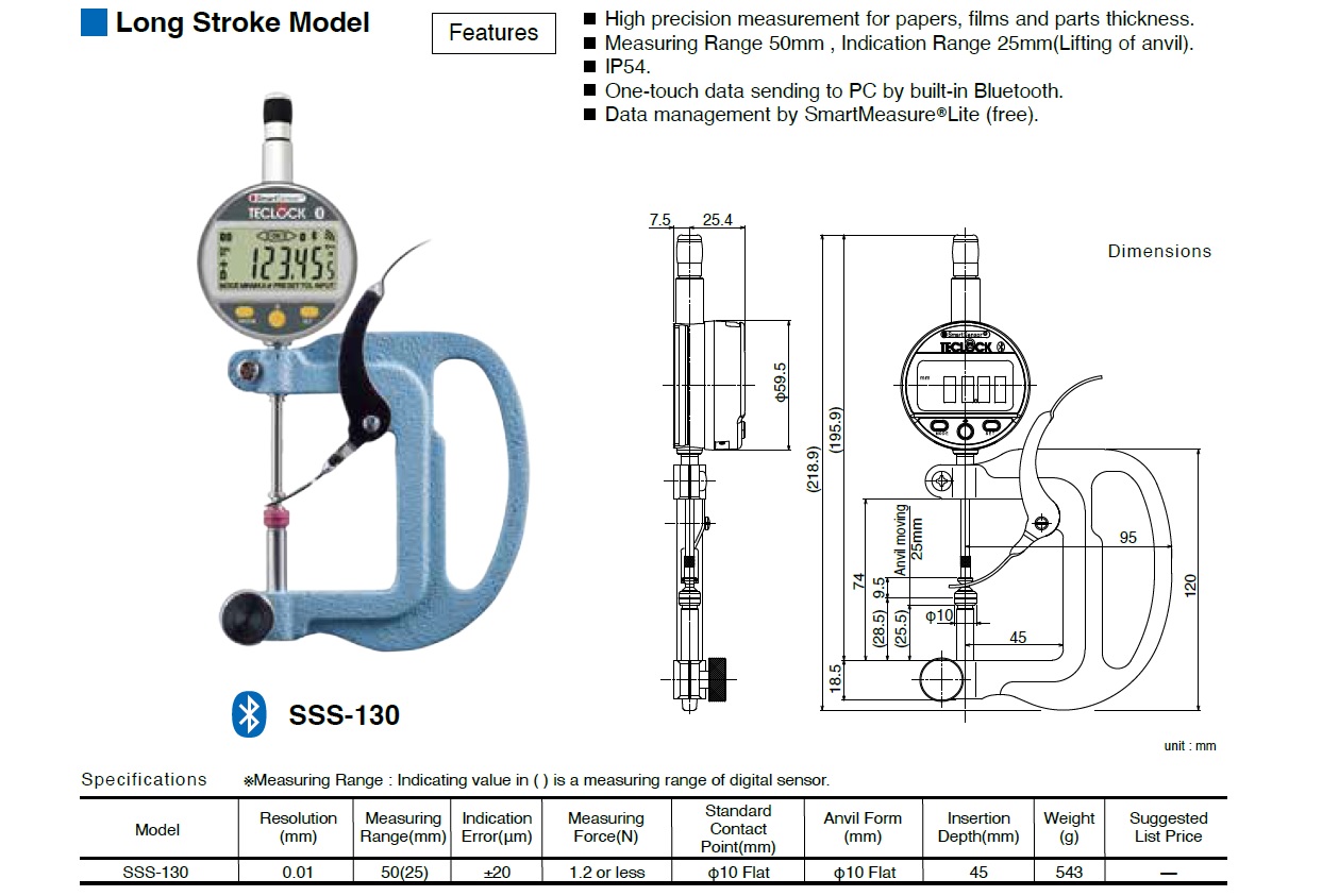 Ichiban Precision Sdn Bhd - Teclock - Teclock Bluetooth Digital Thickness Gauge, Bluetooth ...